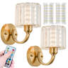 Everly Quinn Set of 2 Battery-Operated Wall Sconces, Wireless Rechargeable RGB Crystal Wall ...